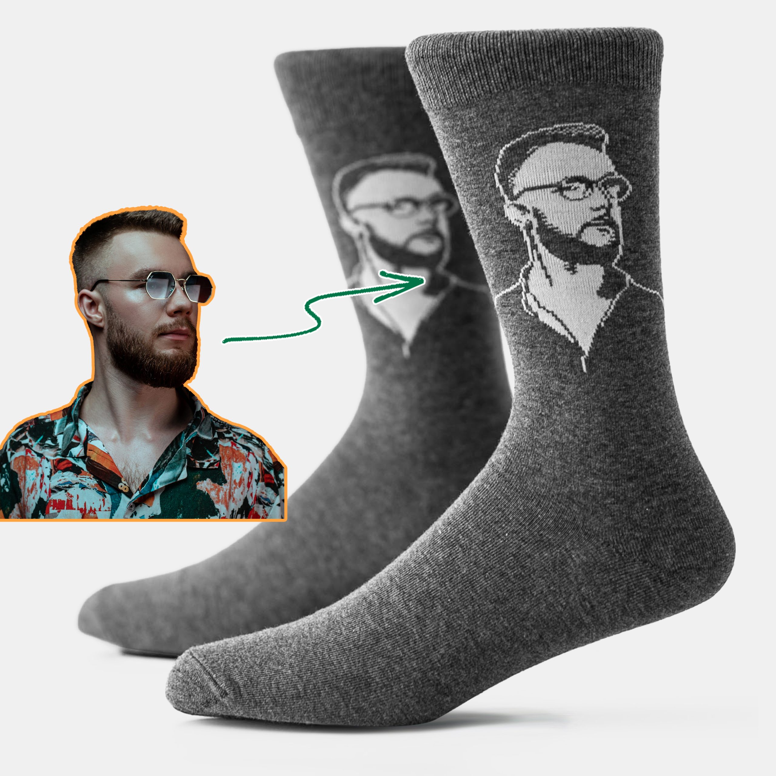 Knit Sketch Face Socks Gift – Personalized Socks with Your Face | Rivys